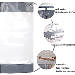 Outdoor Clear Tarp Curtain Waterproof Wind-Proof Transparent Vinyl Tarp for Patio Pergola Garden Canopy Anti-Tear Heavy Duty Transparent Side Panel with Grommets