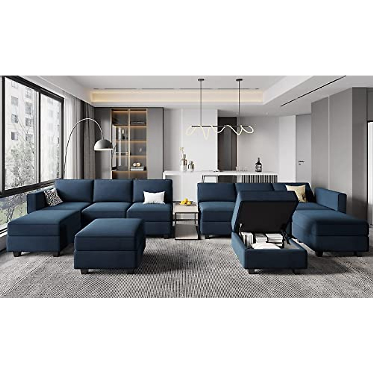 Belffin Modular Sofa Middle Module with Storage Accent Armless Chair for Modular Sectional Sofa Couch Velvet Blue