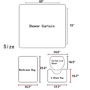 AAtter Farmhouse Sunflower Shower Curtain Sets Rustic Teal Barn Door Polyester Fabric Curtains with Non-Slip Rugs, Toilet Lid Cover and Bath Mat for Bathroom Set 4 Pcs (W60''xH72'') 12 Hooks Included