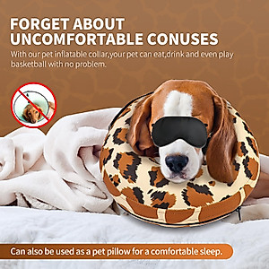 Protective Inflatable Dog Recovery Cone Collar for Small Medium Large Dog, Donut Leopard Cone Alternative After Surgery for Dogs Cats (Leopard-S)