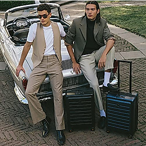 LEVEL8 Road Runner 20 Inch Luggage with Front Compartment, Suitcase with Wheels, Hard Shell Travel Luggage, Lightweight Spinner Luggage, TSA Locks-Navy Blue