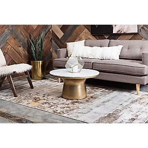 Unique Loom Helios Collection Area Rug - Santorini (9' x 12' 2" Rectangle, Ivory Beige/ Gold)