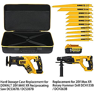 khanka Hard Storage Case Replacement for DEWALT 20V MAX XR Reciprocating Saw (DCS367B / DCS387B), 20V Max XR Rotary Hammer Drill (DCH133B / DCH263B), Case Only