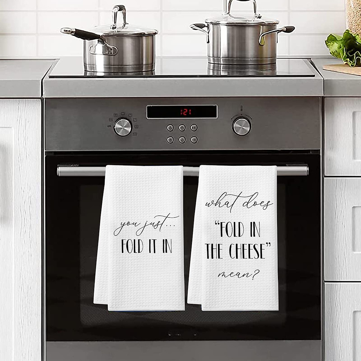 Saukore Fold in The Cheese Kitchen Towels, 2 Pack Waffle Weave Dish Towels TV Show Merchandise Gift, Funny Bathroom Hand Towels, Birthday Christmas Housewarming Gifts for SC Fans