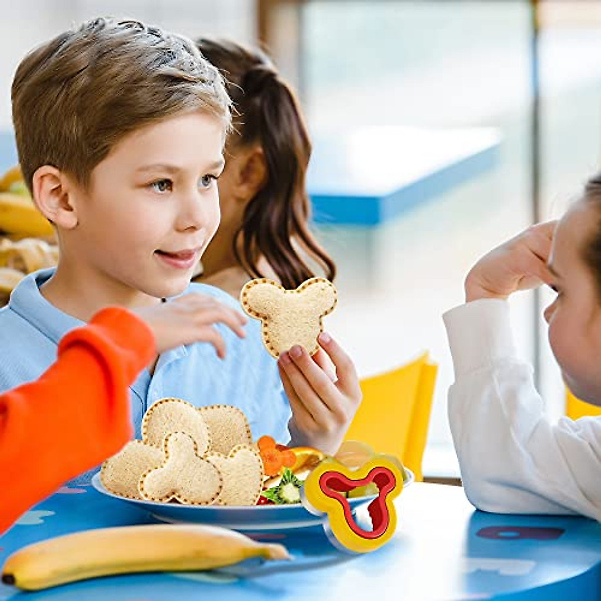 Sandwich Cutter and Sealer 12 Pcs - Fruit Vegetable Cutter Shapes - Bread Decruster Sandwich Pancake Uncrustables Maker DIY Cookie Cutters for Kids Lunch Bento Box - Heart Square Circle Mickey Mold