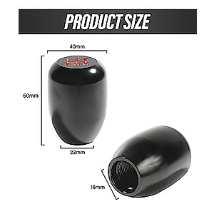 ESEWALAS Gear Shift Knob,5 Speed Manual Gearbox Shift Knob,Car Modification Manual Knob Gear Shift Head Shifter,M12x1.25 Screw On Aluminum,Manual Gear Shift Knobs Replacement Fit(Black)
