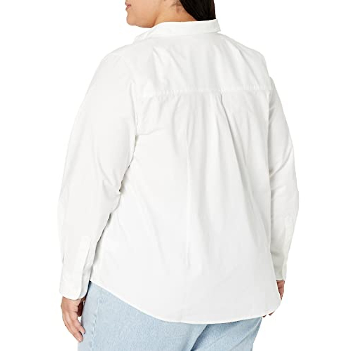 Amazon Essentials Women's Long Sleeve Button Down Stretch Oxford Shirt (Available in Plus Size), White, XX-Large