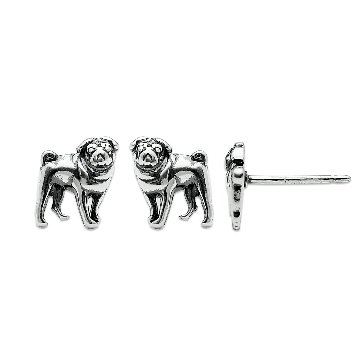Boma Jewelry Sterling Silver Pug Dog Stud Earrings