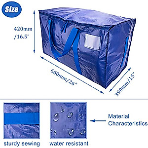 4 Pack Extra Large Moving Bags Heavy Duty Extra Large Storage Bags with Zippers Storage Totes for Space Saving Moving Storage