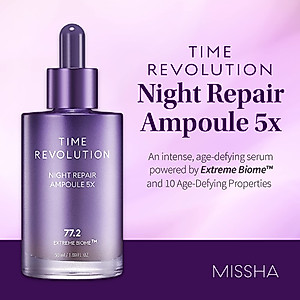 MISSHA Time Revolution Night Repair Face Serum Ampoule (5th Gen) - Overnight Probiotic Skincare for Intensive Repair and Radiance, 1.69 Fl Oz