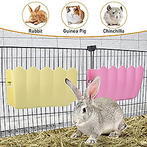 Litewood Rabbit Hanging Hay Feeder Rack Guinea Pig Mess-Free Dispenser Hay Bowl Manger Rack Wall-Mounted for Small Pets Rat Chinchilla Ferret Squirrel Cage Accessories (Pink)