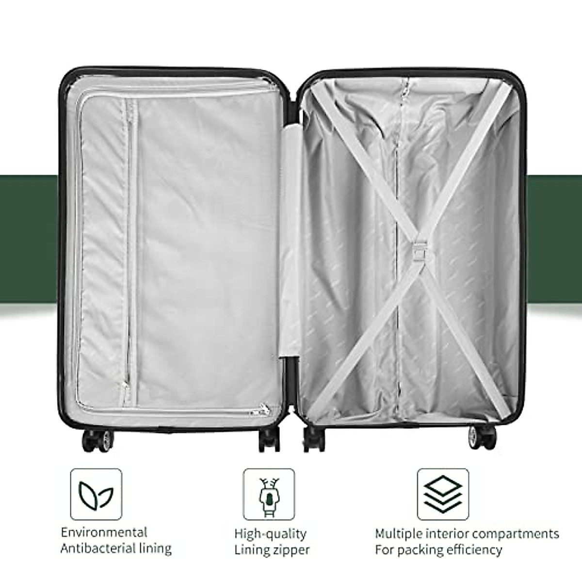 Fochier 3 Piece Expandable Luggage Set with TSA Lock, Hard Shell Rolling Suitcase Set with 4 Spinner Wheels for Women Man, 20 24 28 Inch