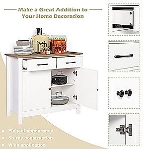 Friday discount Kitchen Sideboard Buffet Storage Cabinet with 2 Drawers, 1 Adjustable Shelf, 2 Doors Cupboard Console Table for Living Room, Dining Room, Hallway Furniture, Ivory White