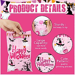 Sweetude 150 Pcs Halloween Little Boo Party Favor Bags Pink Little Boo Plastic Goody Bags Trick or Treat Candy Gift Bags for Halloween Party Kids Theme Birthday Baby Shower Party Favors Supplies