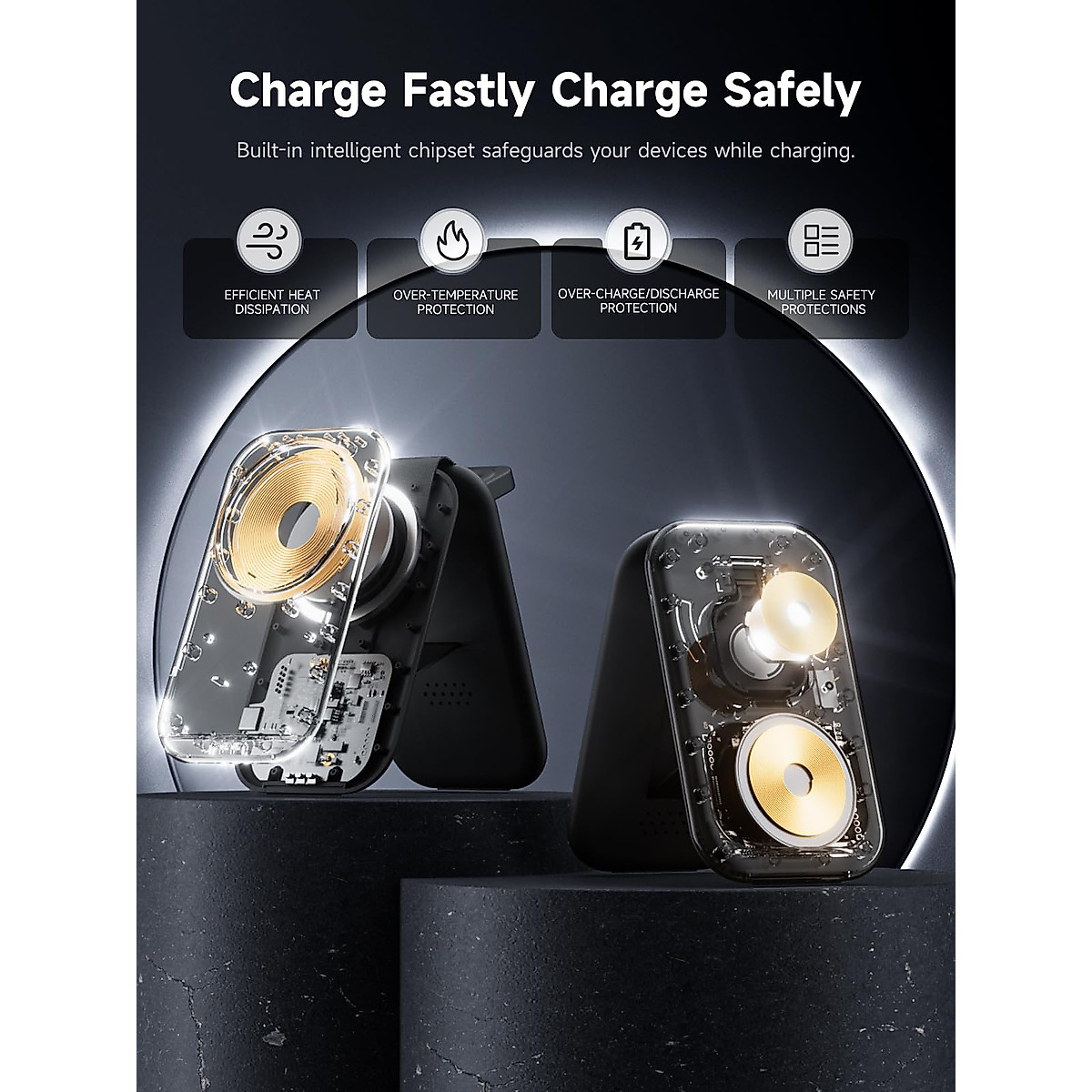 3 in 1 Wireless Charging Station for Apple, VOIDAY Ace Foldable Mag-safe Charger, Magnetic Travel Pad for iPhone 14/13/12 Series,iWatch Series, AirPods Series (Adapter Included)