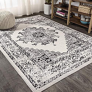JONATHAN Y BMF107B-8 Inigo Cottage Medallion Indoor Area-Rug Bohemian Vintage Floral Easy-Cleaning High Traffic Bedroom Kitchen Living Room Non Shedding, 8 ft x 10 ft, Grey
