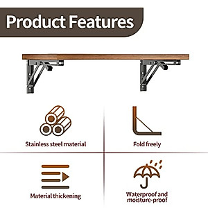 Floating Shelf Wall-Mounted Folding 3-Piece Set, Multifunctional Wall Mounted Shelf for Living Room, Bathroom, Kitchen, or Bedroom, Walnut Color