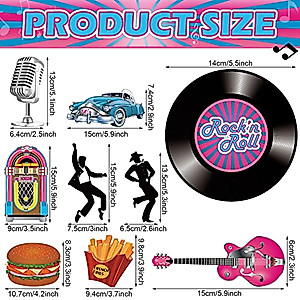 Retro 50s Party Decorations - 48 Vibrant Cutouts & Stickers