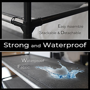 LCyindu Tall Shoe Rack 10 Tiers Narrow Shoe Shelf, 27-30 Pairs of Shoes and Boots Organizer, Black Metal Stackable Shoe Cabinet Space Saving for Entryway, Closet, Bedroom, 23" D x 10.9" W x 61.8" H