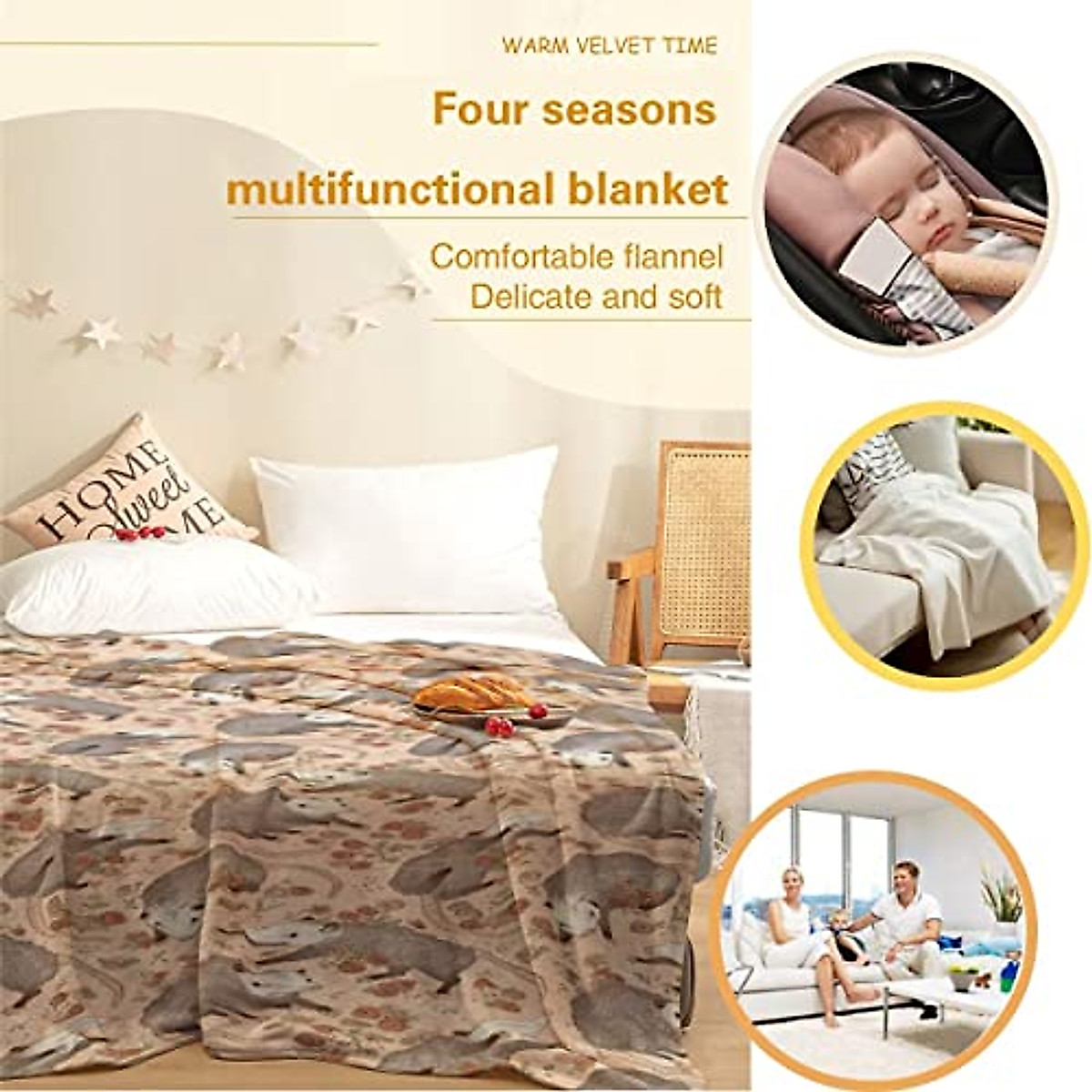 Possums Throw Blanket Soft Cozy Blanket Lightweight Flannel Blankets for Couch Bed Living Room Adults Kids Teens Gifts All Season 50"X40"