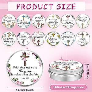 Threlaco 36 Set Bible Verse Scented Candle Tins with Lids Floral Christian Bible Gifts 1 oz Small Scripture Candle for Women Bridal Shower Birthday Wedding Party Favors, 6 Scents(Cross)