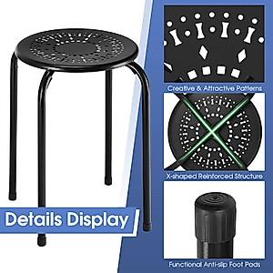 POWERSTONE Stackable Stools 6 Pack, Portable Stacking Bar Stools Iron Round Nesting Chairs Flexible Seating for Home Office School, Black