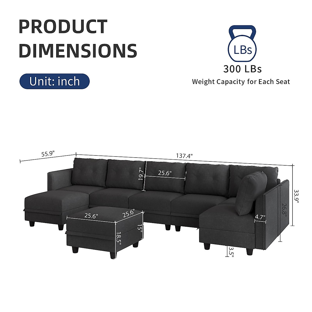 LLappuil Oversized Velvet Modular Sofa 10 Seater U Shaped Sectional with Storage Waterproof, Anti-Scratch Sectional Couch with Reversible Chaise, Grey Brown