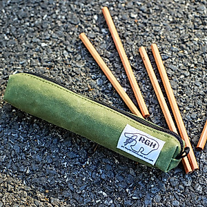 Rough Enough Small Pencil Pouch Pen Case for Boys Girls Adults with Aesthetic Slim Thin design School Stationary Art Supplies Canvas Army Green