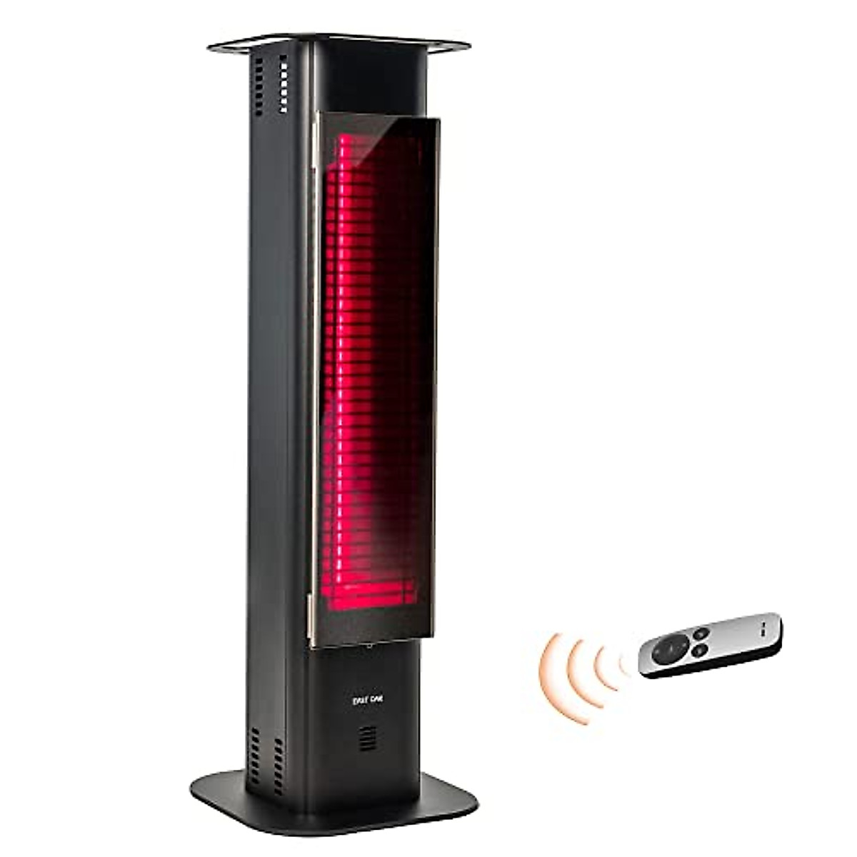 EAST OAK Patio Heater, 1500W Infrared Electric Heater, Portable Premium Tower Outdoor Heater with Nanocrystal Glass, IP65 Waterproof and Tip-over & Overheating Protection, 3 Heat Settings