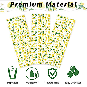 Wiooffen 3 Pcs Lemon Tablecloth Party Yellow Lemonade Supplies Lemons Summer Party Tablecover for Lemon Theme Birthday Party Wedding Bridal Shower Supplies Lemon Table Cover Table Decorations