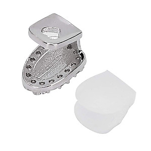 ZJchao Single Tooth Grillz, Hip Hop Teeth Decoration, Single Tooth Gorgeous Teeth Accessory Decoration for Halloween Party Hip Hop Show(Single silver door)