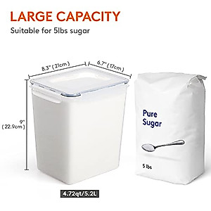 Lifewit Extra Large Food Storage Containers 175oz 4PCS with Lids Airtight for Flour, Sugar, Rice, Baking Supply Kitchen Pantry Bulk Food Organization with Measuring Cups, Labels, Maker (5.2L-4.7quart)