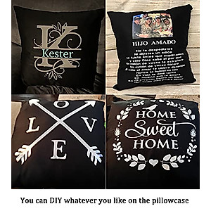4-Pack 100% Cotton Comfortable Solid Decorative Throw Pillow Case,Thmyo Square Cushion Cover Pillowcase Sublimation Blank Pillow Covers Christmas DIY Throw Pillowcase for Sofa(18x18inch/45x45cm,Black)