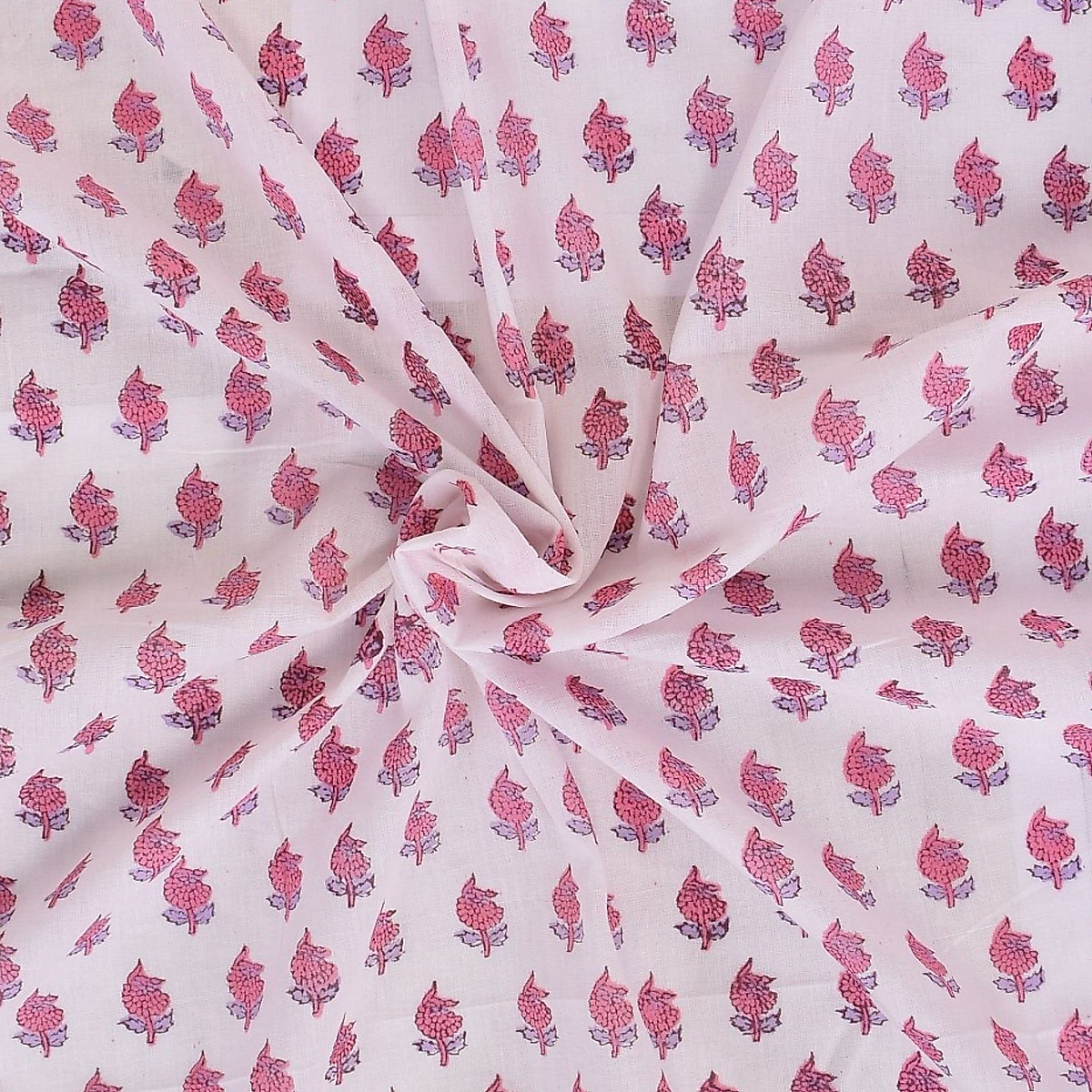 Trade Star Indian Ethnic 100% Cotton Running 3 Yard Hand Block Print Natural Fabric for Dressmaking, Sewing, Crafting Handmade Fabric by The Yard (Pattern 12)