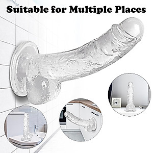 Alovegarden 7.6 Inch Realistic Dildo G-Spot Stimulation Dildos with Powerful Suction Cup for Hands-Free Play Anal Adult Sex Toy for Women and Couple (Clear)