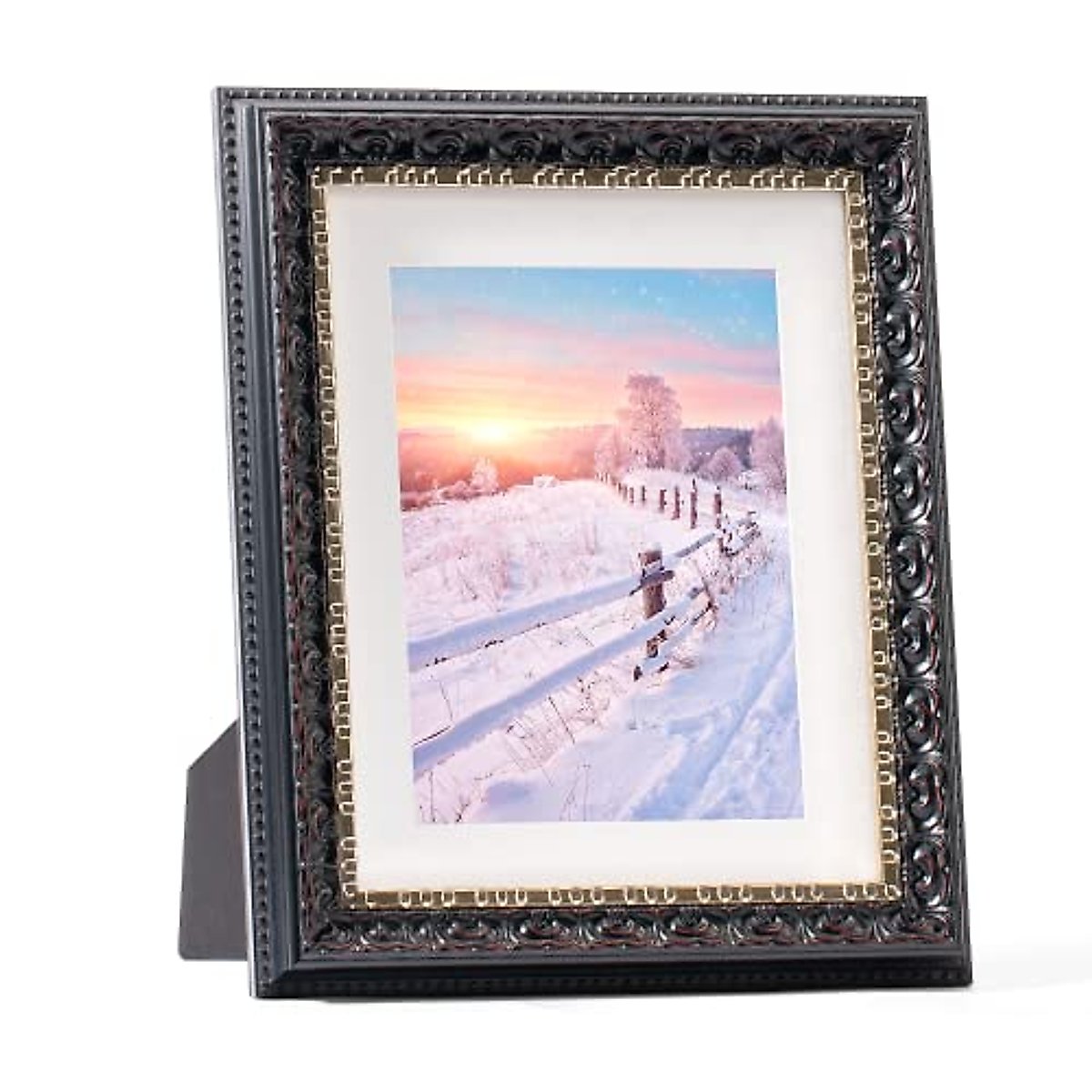 MEIGIX Home 8x10 Frame with High Definition Glass Surface, Anti-Wood Matt Frame, Display Picture 6x8 with Pad or 8x10 without Pad, for Wall or Desktop Display (Barocco Black)