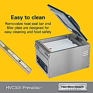 Hamilton Beach Commercial PrimaVac 305 Chamber Vacuum Sealer, 12" Seal Bar, 10 Customizable Programs, Powerful JetAire Pump, NSF Certified, HVC305