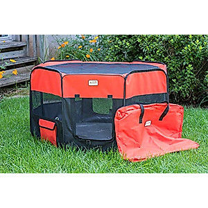 Armarkat Model PP002R-XL Portable Pet Playpen in Black and Red Combo, XL