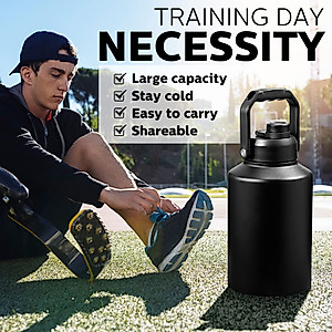 Potchen 128 oz Large Insulated Water Jug One Gallon Vacuum Water Bottle Double Walled Stainless Steel Insulated Water Bottle