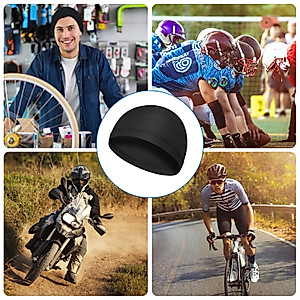 Yolev 4 Pieces Men Skull Caps Soft Helmet Liner Cycling Running Hat Cotton Beanie Sweat Wicking for Men Women Black
