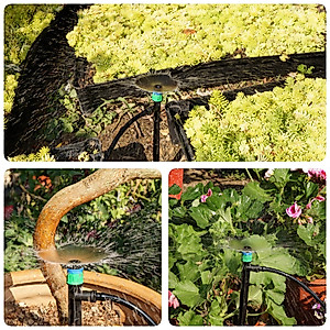 Yeedoox Drip Irrigation Drippers 360 Degree Micro Sprinklers Pressure Compensating Emitters with Stake for 1/4 inch Tubing Watering System Spike Bubbler Heads Parts, 20-Pack