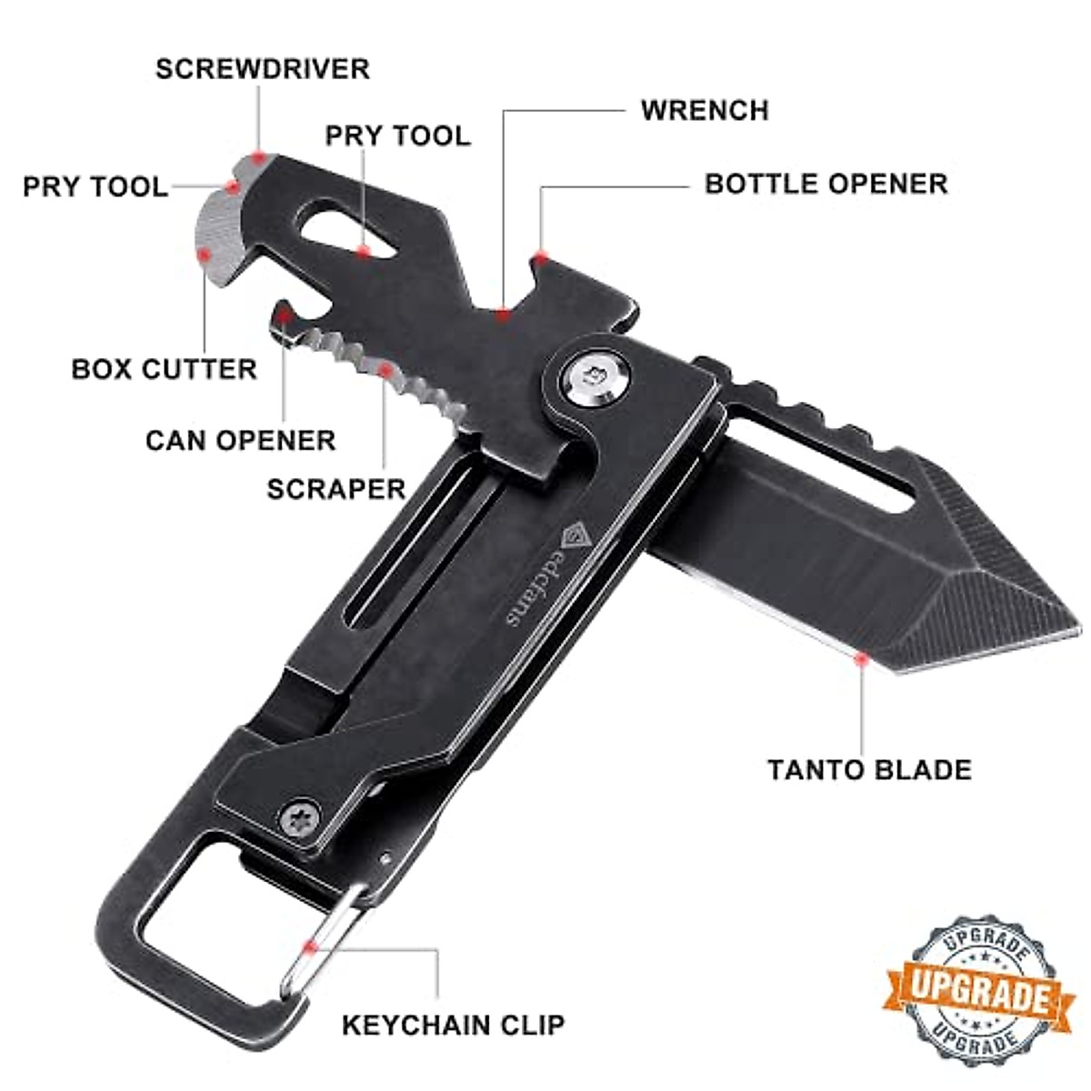 edcfans Keychain Knife, EDC Multitool Key Chains for man, Small Pocket Knives with Clip Box Cutter with Can / Bottle Opener, Screwdriver, Wrench and Pry Tool, Gifts for Men Women Dad Everyday Carry