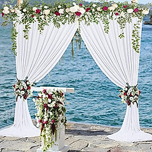 5ft x 10ft White Backdrop Curtain for Parties Wedding White Wrinkle Free Backdrop Drapes Panels for Baby Shower Gender Reveal Birthday Photo Photography Polyester Fabric Background Decoration