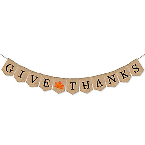 Give Thanks Banner, Thanksgiving Decorations Burlap Banner Thanksgiving Decor Friendsgiving Party Home Decoration