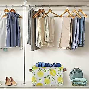 xigua Fresh Lemons Pattern Square Storage Basket,Collapsible Sturdy Fabric Storage Basket Cube W/Handles for Clothes Toy Closet(1 pcs)