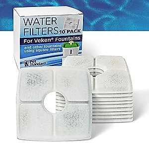 PET STANDARD Replacement Water Filter Compatible with Veken / Wonder Creature, etc... 84oz/2.5L Automatic Pet Fountain, Cat Water Fountain Pack of 10