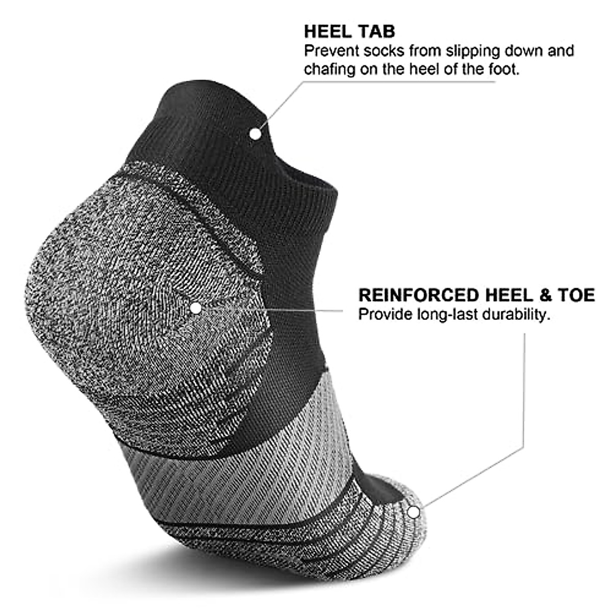 PAPLUS Compression Running Socks Women (6 Pairs), Ankle Athletic Socks Low Cut with Arch Support