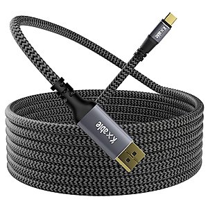 USB C to DisplayPort Cable 20 Feet, 4K@60Hz, Type C to DP 1.2 Braided Cord (Thunderbolt 4/3 Compatible) for MacBook Pro/Air, iPad Pro, iPhone 15 Pro Max, XPS, Galaxy S22, Surface Book-(Not HDMI)