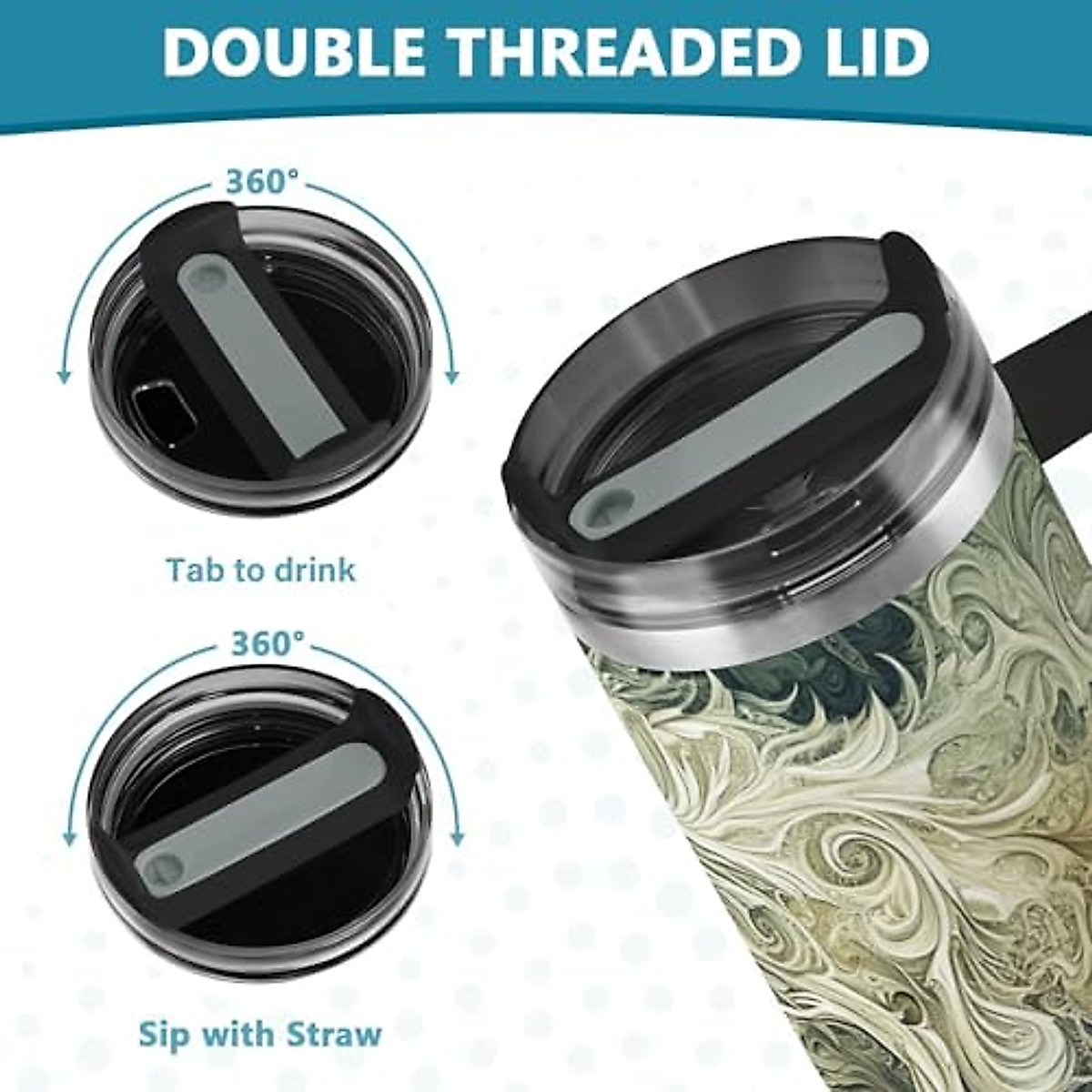 Selerdon 40 oz Tumbler Portrait Wolf with Handle and Straw Lid Vacuum Stainless Steel Insulated Water Bottle Travel Mug Car Cup Holder Friendly BPA Free for Gym Travel Office