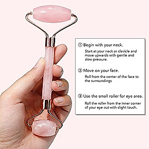 ASRA Crystal Rose Quartz Natural Jade Roller for Face - Aging Wrinkles, Puffiness Facial Skin Massager Treatment Therapy - Premium Jade Stone